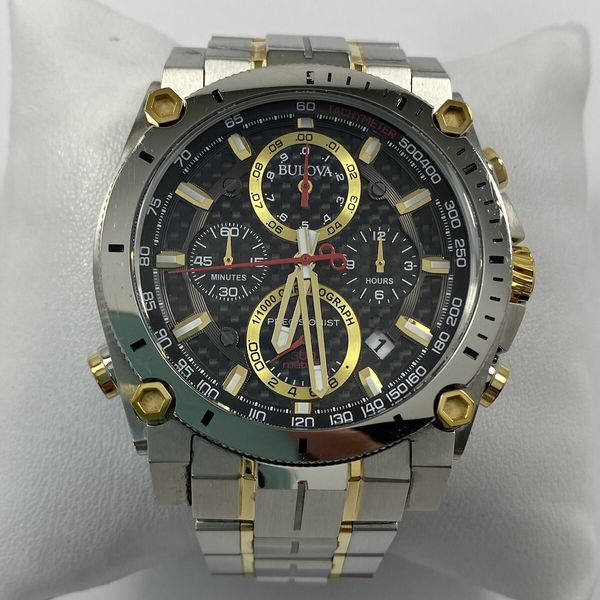 Bulova Precisionist Chrono Quartz Two Tone Stainless Steel Men's Watch ...