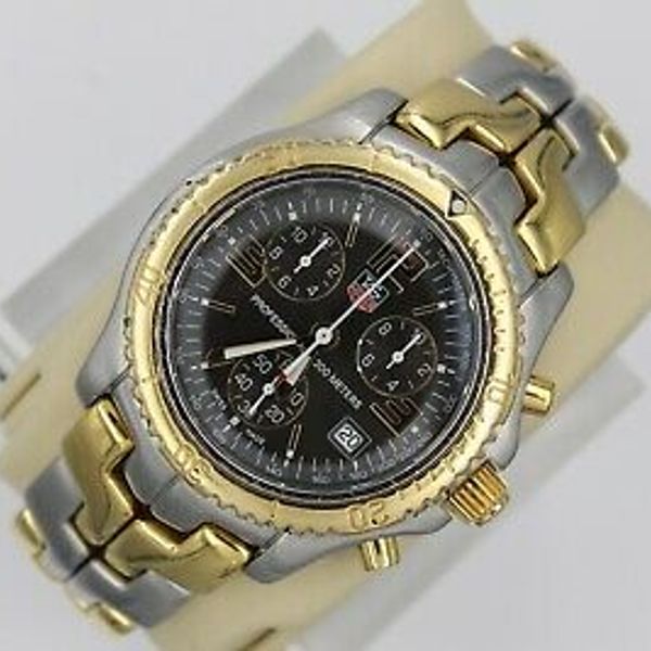 Tag Heuer Watch Mens CT1150.BD0552 Link 18K Gold Black 2-Tone Silver Chronograph | WatchCharts ...
