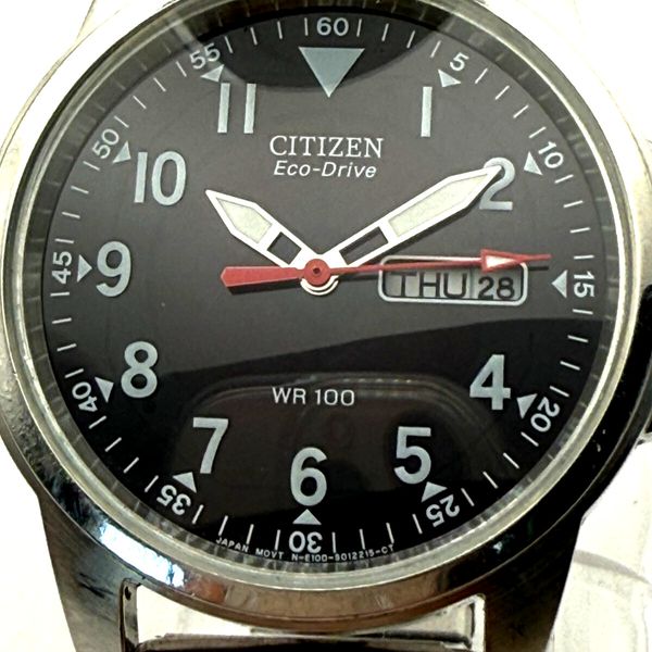 Citizen Men's Eco-drive WR 100 Day-Date Silver Tone Case & Black Dial ...