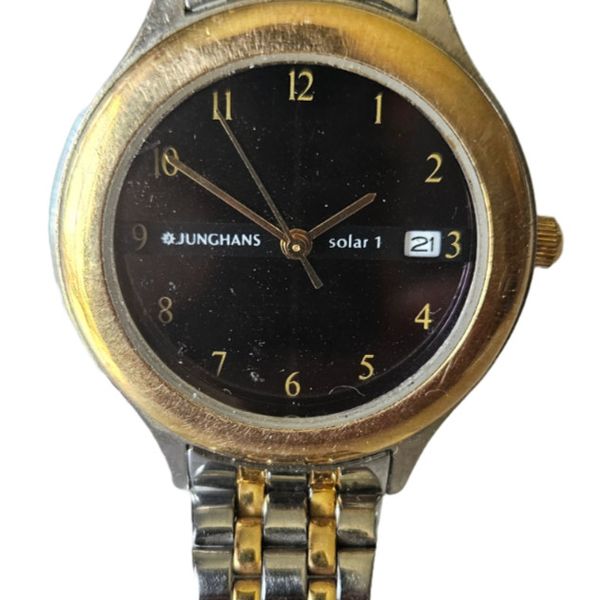 Junghans Solar 1 Two-Tone Titanium Gold Link Look 1990s Wristwatch ...