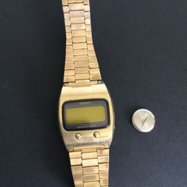 Rare Gold Tone Vintage Seiko 0624 5009 Lcd Watch Lemon Face Digital for ...