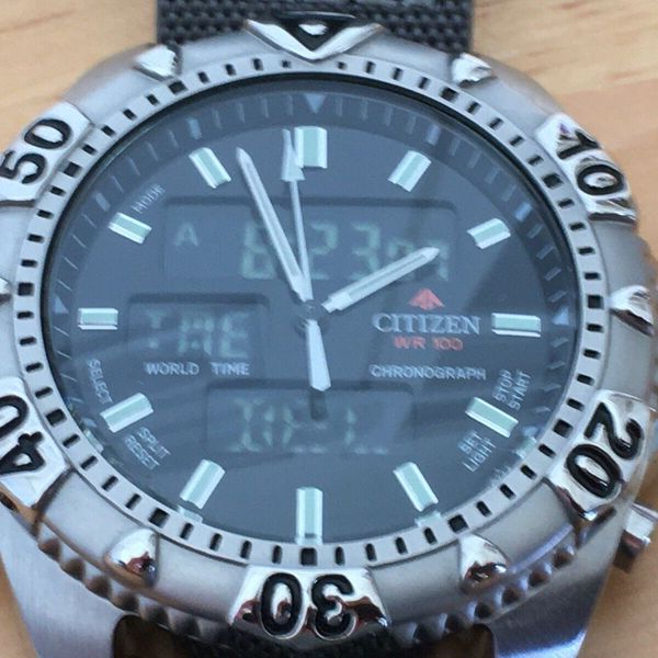 CITIZEN PROMASTER WINGMAN ANA-DIGI WORLD TIME PILOT JQ8010-13EW AS NEW ...