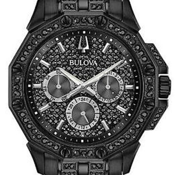 Men's Bulova Octava Black 300 Swarovski Crystallized Watch 98C134 ...