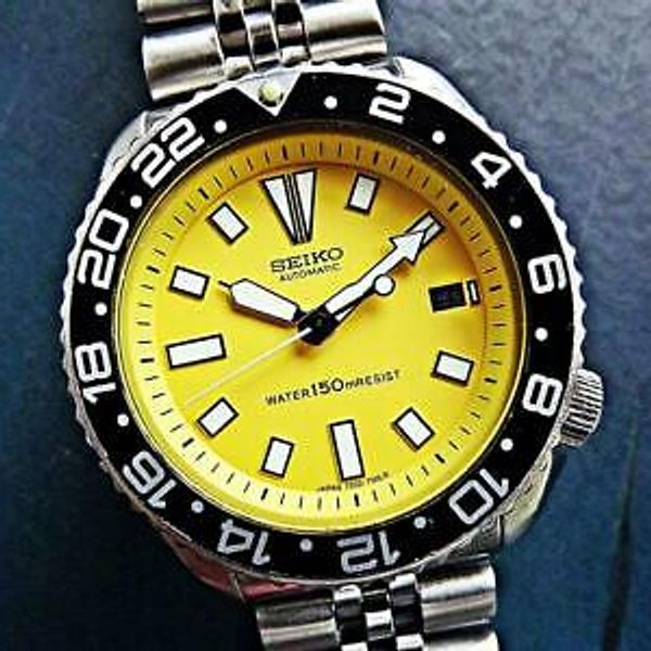 SEIKO SCUBA DIVER, YELLOW DIAL GMT BEZEL. CUSTOM MOD 7002-7000 ...