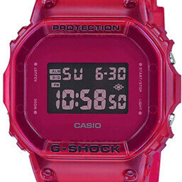 Casio DW5600SB-4 Men's Transparent Red Blackout Alarm Chronograph G ...