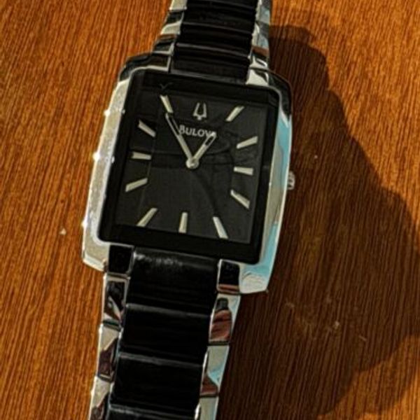 Bulova Dress 98A117 37mm Black & Silver-tone Stainless Steel Watch ...