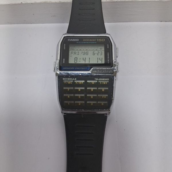 CASIO DBC-1500 Data Bank 150 Digital Calculator Watch Silver New batt ...