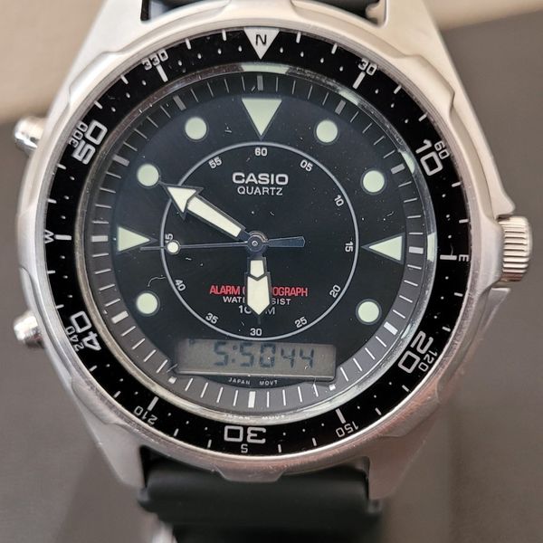 Casio AMW-320R Vintage Analog-Digital Watch Black Sunburst Dial Arnie ...