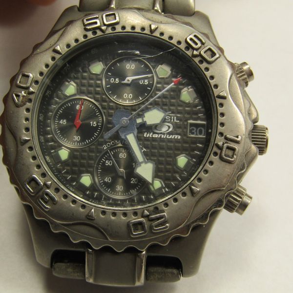 Fossil Blue TI-5010 Solid Titanium Chrono Date Men's Watch 200 Meters ...