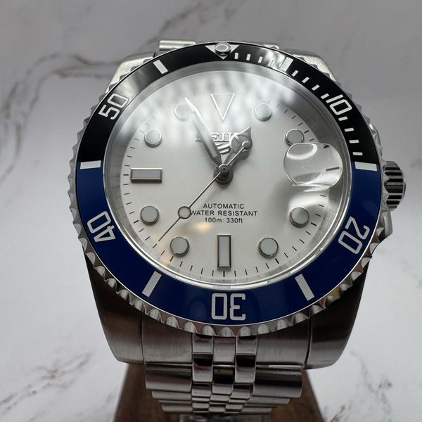Brand New Modified Seiko Automatic Dive Watch White & Blue Sub Style ...