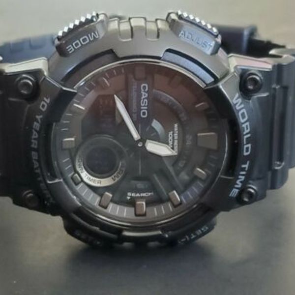 CASIO 5479 World Time Telememo 30 AEQ-110 3 Alarms Men's Watch ...