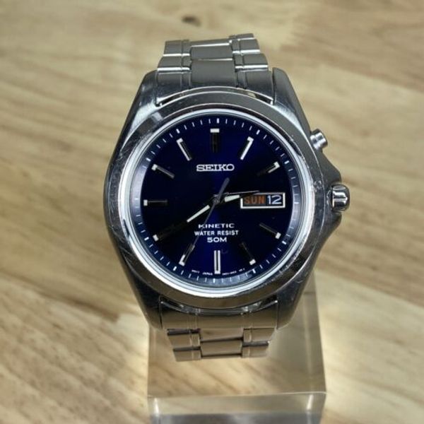 Seiko Kinetic Watch. 5M63-0B90. Dark Blue Dial. | WatchCharts Marketplace