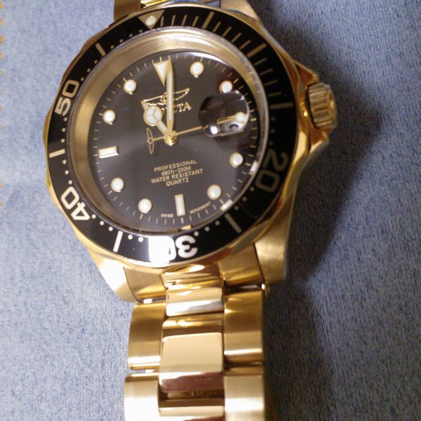 Invicta 9311 Gold Pro Diver - With Box and Extra Black & Gold NATO ...