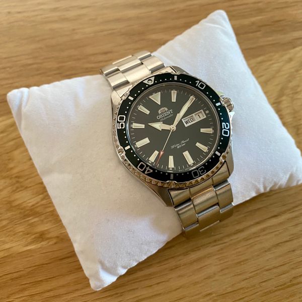 FS: Orient “Kamasu” green dial on steel bracelet with box and papers ...