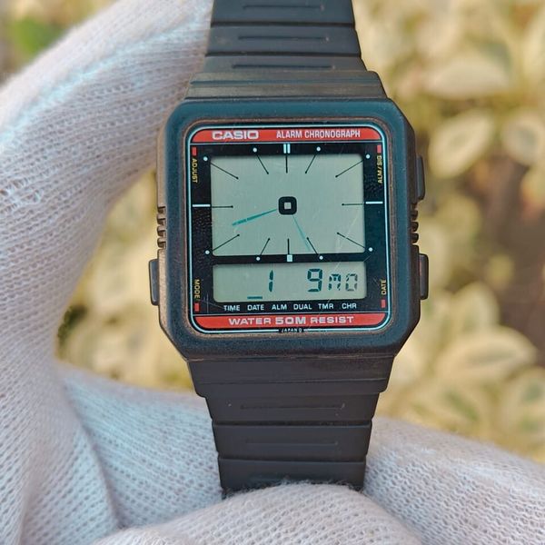 Rare Vintage Casio 188 AE-8W Ana-Digi Alarm Chrono Digital Men's ...