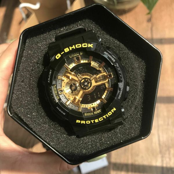 NEW G-Shock GA110GB-1A Men's Watch Black Gold Dial Resin Chronograph ...