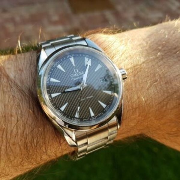Omega Seamaster Aqua Terra 38.5mm Men's Watch Quartz Grey Teak Deck ...