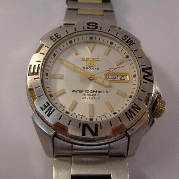 SEIKO 5 SPORTS MENS WATCH DAY & DATE 7S36-02P0 AUTOMATIC transparent ...