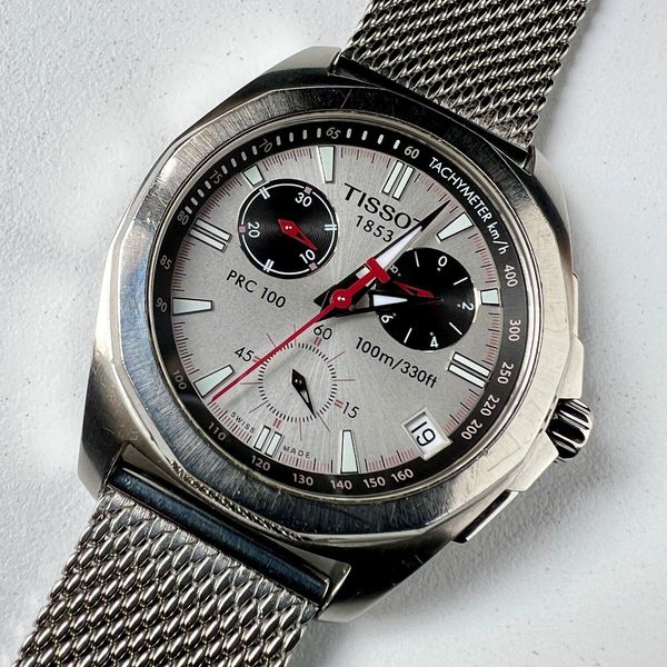 Tissot 1853 Chronograph Watch Vintage Mens Seastar PRC 100 White Dial ...