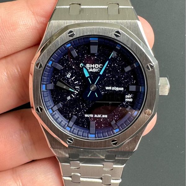 Casio Oak mod, Starry sky dial, hidden buttons | WatchCharts Marketplace