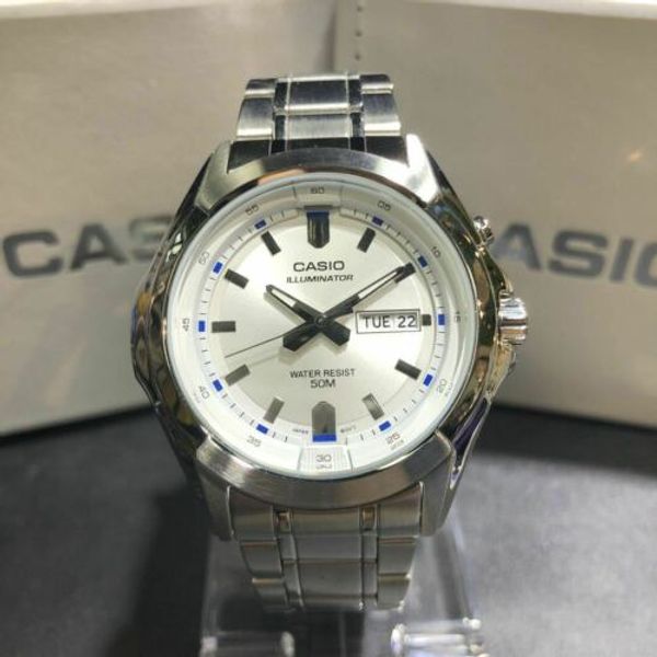 CASIO MTP-E205D-7A STAINLESS STEEL MENS WATCH ILLUMINATOR DATE ...