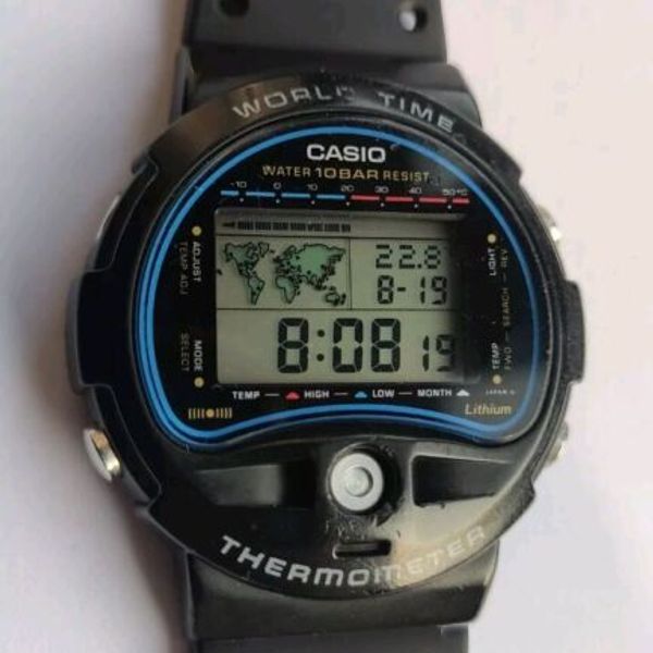 CASIOÂ TS-150 WORLD TIME THERMOMETER VINTAGE DIGITAL WATCH JAPAN 1989 ...