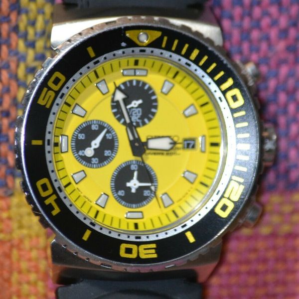 Seiko "Caesar" 7T92-0JG0 Yellow Dial Chronograph Divers 200m, SNDA15 ...
