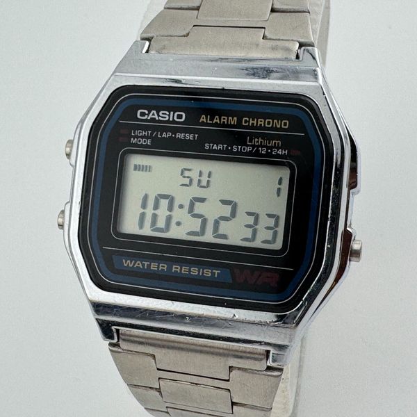 VTG Casio Watch A158W Quartz Men Silver Digital Quartz Alarm Chrono New ...