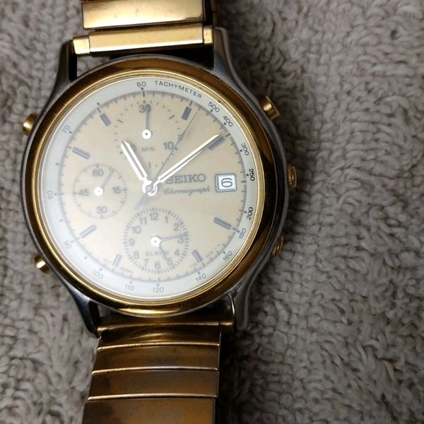 Men's Seiko Water Resistant Tachymeter Chronograph Watch Model 7T32 ...