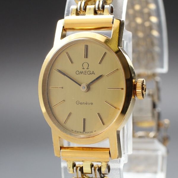 [AS-IS] Vintage OMEGA Geneve Cal.625 Gold Dial Manual Winding Womens ...
