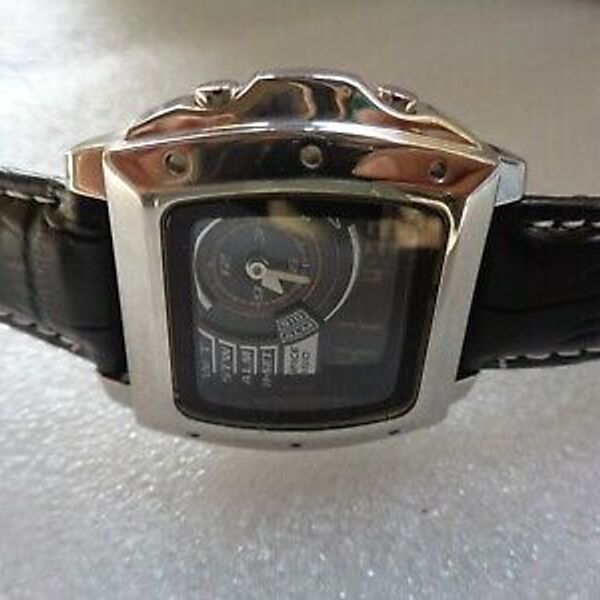 VERY RARE SQUARE SS CASIO EDIFICE EFA-123 ANALOG DIGITAL QUARTZ ...