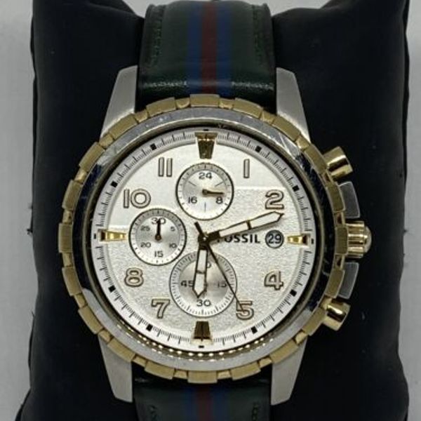 Fossil Dean FS4795 Men's Black Leather Analog Dial Quartz Genuine Watch ...