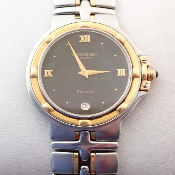 MENS RAYMOND WEIL GENEVE 9190 PARSIFAL 18K & STAINLESS WRISTWATCH WATCH ...