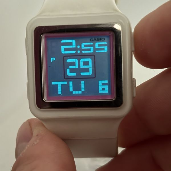 RARE VINTAGE CASIO POPTONE LDF-20 WORLD TIME PINK WHITE WATCH NEW ...