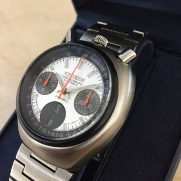 CITIZEN 8110A BULLHEAD WHITE PANDA CHRONOGRAPH MENS WATCH,WORKING ...