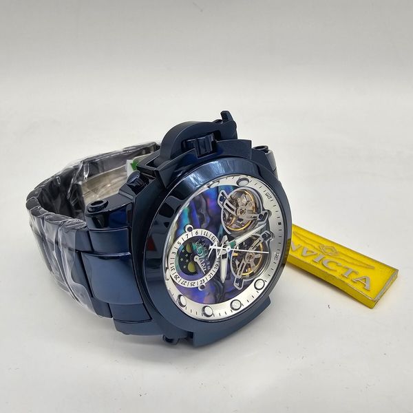 Invicta Man of War Double Open Heart Automatic Moon Phase Abalone Blue ...