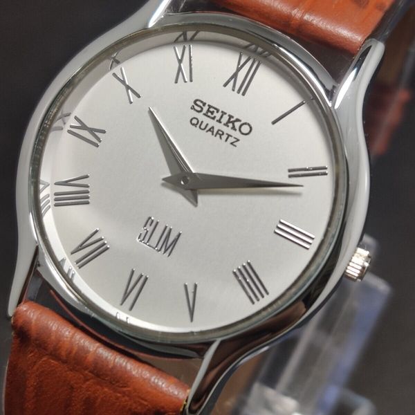 Seiko Quartz Slim Men's Japanese Wristwatch Roman Number Dial S ...