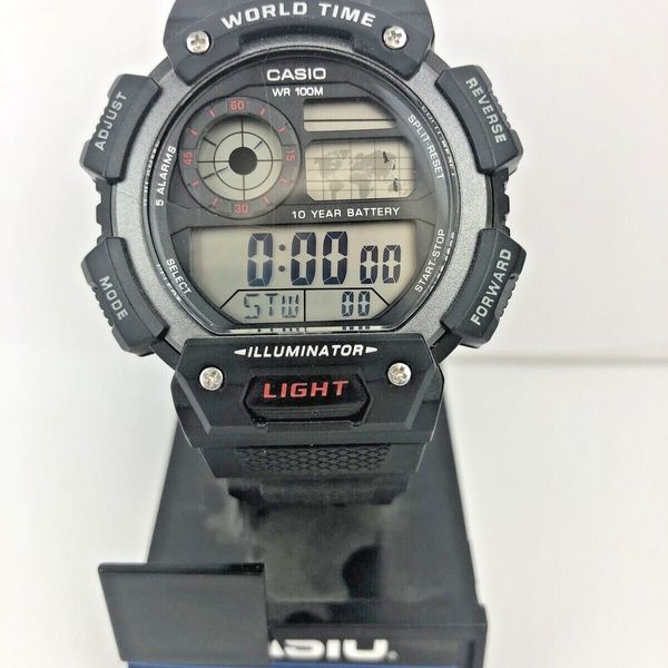 Casio Men's Sport Watch Illuminator AE1400WH-1AV World Time LED Light ...
