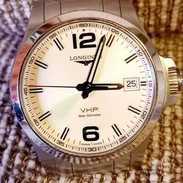 Longines Conquest V.H.P. Quartz Watch White Dial Heavy Precision ...