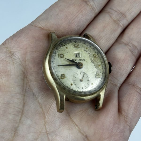 Reloj Benrus Pointer Vintage DÃ­a Fecha Hombre 10k RGP Bisel Acero ...