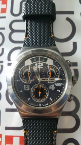 Swatch Fine Steel YCS514 2009 Irony Big 37mm Stainless Steel Silicone ...