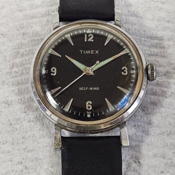 VINTAGE SUPER CLEAN CLASSIC TIMEX 1960s BLACK DIAL MEN'S AUTOMATIC ...