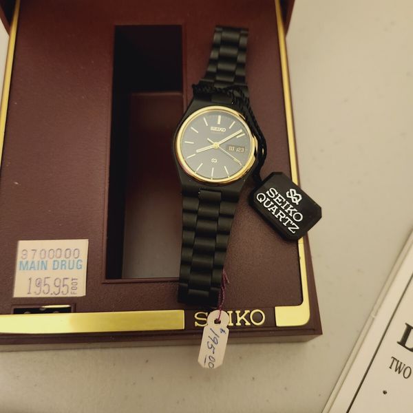 Vintage Seiko Quartz 2A23-0150 Black Gold 25mm New w/ Tags (Untested ...