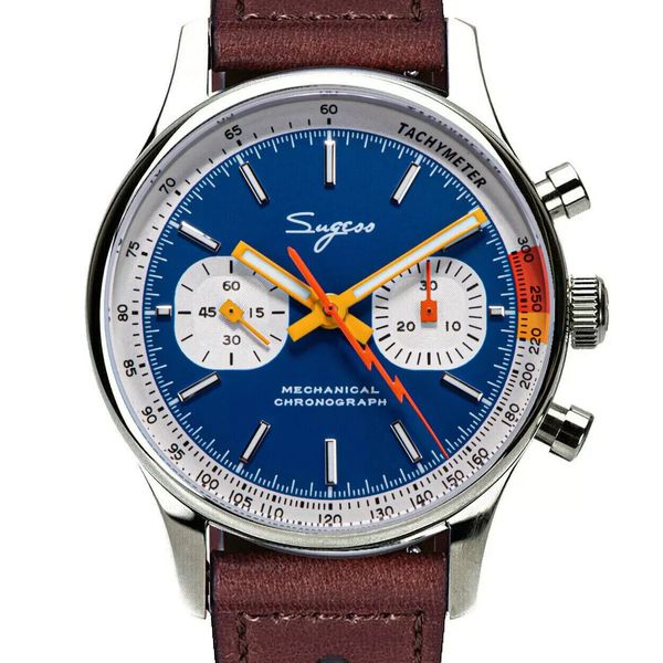 Sugess Chrono Heritage SWAN NECK Blue Dial Chrono Watch SEAGULL 1963 ...