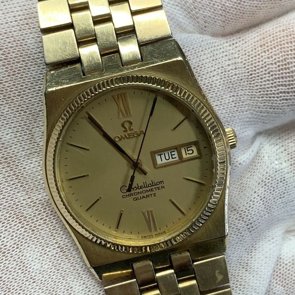 Vintage Omega Constellation 10K Gold Filled Day Date Quartz Watch ...