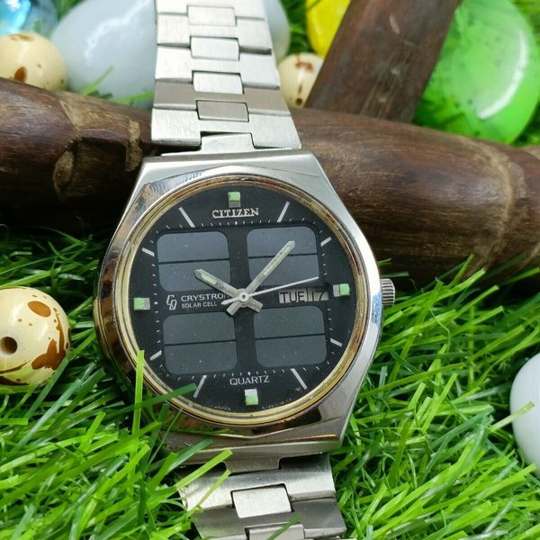 AUTHENTIC CITIZEN CRYSTRON SOLAR CELL QUARTZ MEN'S DAY DATE 4-861060-Y ...