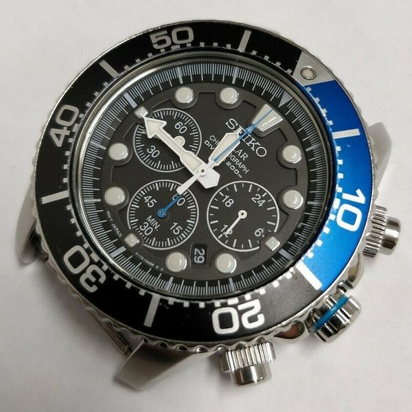 SEIKO SSC017 SPORTS CHRONOGRAPH 200M DIVE WATCH BLACK BLUE BATMAN ...