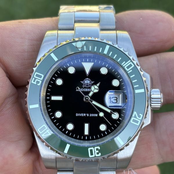 ADDIESDIVE Submariner Kermit Citizen Miyota 2115 Movement Stainless ...
