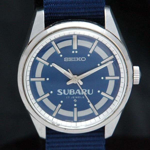 1964 SEIKO x SUBARU Mens WATCH 66-7109 74395 66B 17 Jewels Blue Dial ...