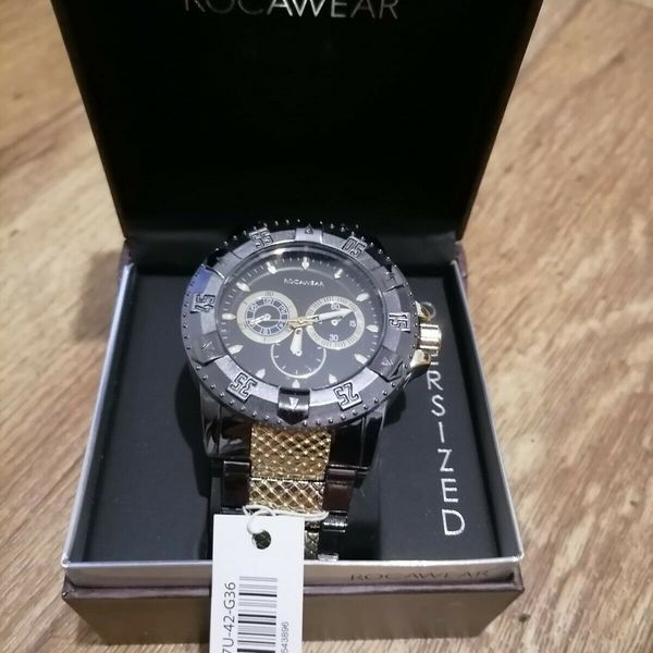 Rocawear Mens Quartz Metal Analog Watch with Oversized Dial Luxury ...